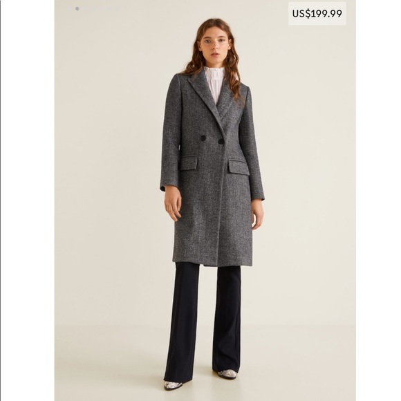 Mango | Jackets & Coats | Nwt Mango Grey Herringbone Lapel Structured ...